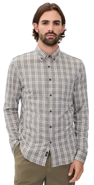Faherty Brand Coastline Knit Shirt - Grey Cloud Plaid
