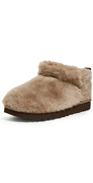 UGG Classic Ultra Mini Fluffed Boots - Light Bronze