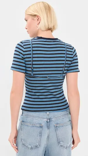 NEVER FULLY DRESSED Stripe Bra Baby T-shirt