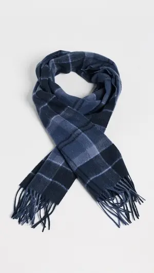 Barbour Mineral Tartan Wool Cashmere Scarf - Midnight Loch