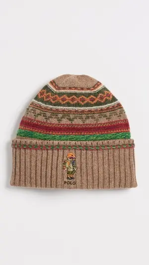 Polo Ralph Lauren Fair Isle Red Rocks Bear Beanie