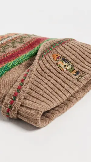 Polo Ralph Lauren Fair Isle Red Rocks Bear Beanie