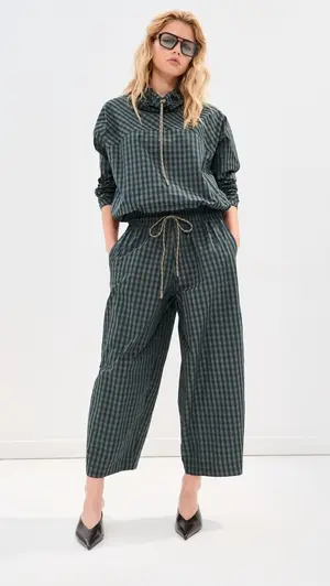 LE BOP Marcella Barrel Pants - Brown/blue Gingham