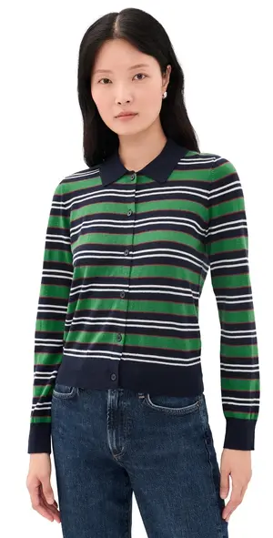 PISTOLA Lyvia Long Sleeve Merino Polo Cardigan - Midgreen