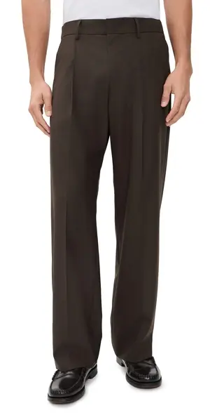 Nn07 Kay Relaxed Pleated Wool Trousers - Deep Truffle