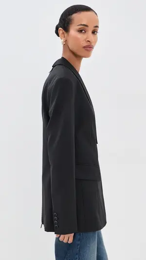 Tibi Recycled Tropical Wool Tuxedo Zip Blazer