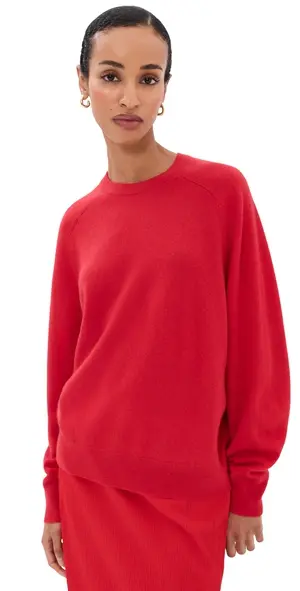 Tibi Cashmere Crew Neck Sweater - Red