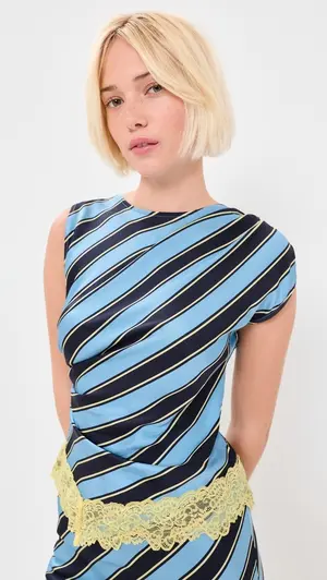 NEVER FULLY DRESSED Stripe Asymmetrical Top
