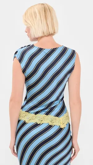 NEVER FULLY DRESSED Stripe Asymmetrical Top