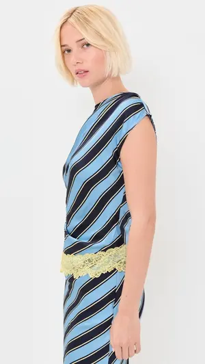 NEVER FULLY DRESSED Stripe Asymmetrical Top