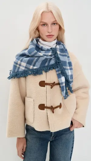 Lele Sadoughi Plaid Triangle Scarf