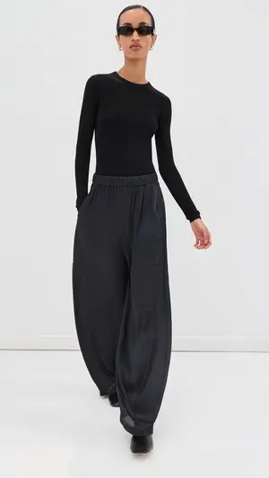 Tibi Matte Satin Plisse Winslow Pants