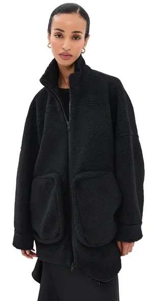 Tibi Cozy Fleece Cubic Zipup Bomber Jacket
