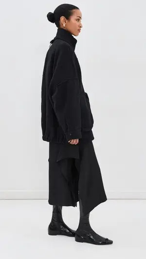 Tibi Cozy Fleece Cubic Zipup Bomber Jacket