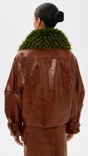 Essentiel Antwerp Kabuki Faux Leather Bomber Jacket