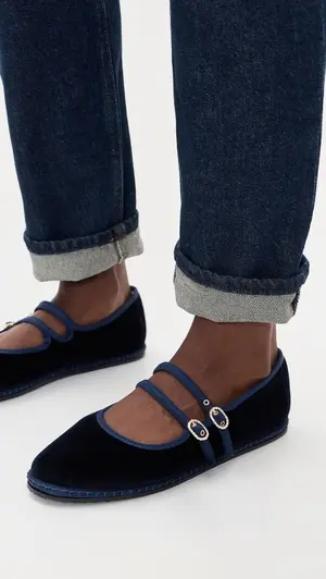 VIBI VENEZIA Audrey Velvet Flats - Blu