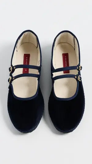 VIBI VENEZIA Audrey Velvet Flats - Blu