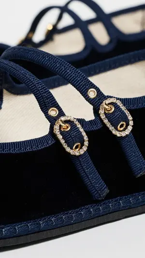 VIBI VENEZIA Audrey Velvet Flats - Blu