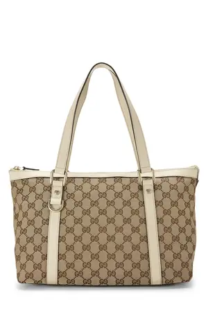 Gucci Cream Original Gg Canvas Abbey Zip Tote