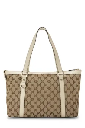 Gucci Cream Original Gg Canvas Abbey Zip Tote