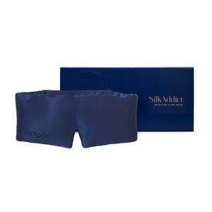 SILK ADDICT Weighted Luxury Mulberry Silk Sleep Mask – Navy - Blue