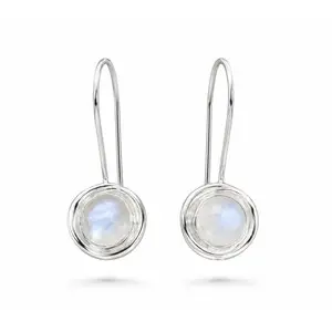 ISLA SILVER Round Moonstone Sterling Silver Drop Earrings
