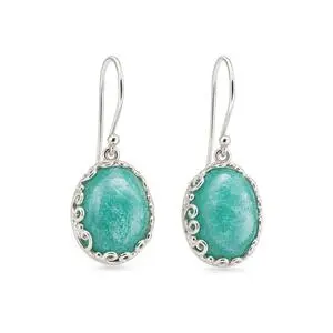 ISLA SILVER Handmade Sterling Silver Amazonite Drop Earrings - Blue