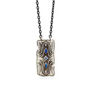 MYRTO KATRAMADOU JEWELLERY Infinity Necklace Black-plated Silver-three Stones- Royal Blue - Blue/black/silver