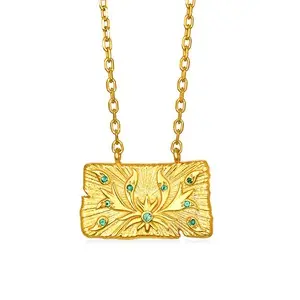 MYRTO KATRAMADOU JEWELLERY Lotus Necklace Gold Plated Silver -emerald Green Green/gold
