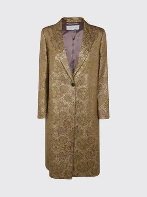 Dries Van Noten Single-breasted Lurex Jacquard Long Coat With Peak Lapels - Yellow