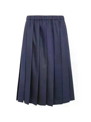 Aspesi Pleated Wool Midi Skirt - Blue