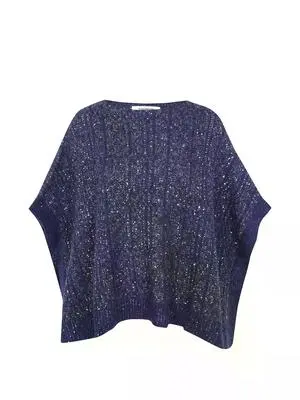 D.exterior Sequin-embellished Ribbed Sweater - Blue