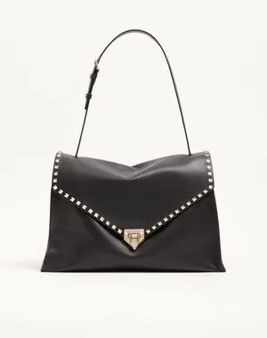 Valentino Garavani Rockstud Maxxing Large Shoulder Bag In Smooth Calfskin Black