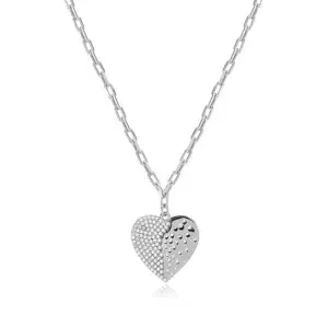 BY EDA DOGAN Engravable Heart Locket Aegis Chain Necklace - Silver