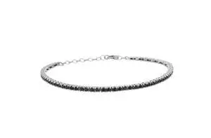 BY EDA DOGAN Black Baguette Stone Tennis Bracelet - Silver