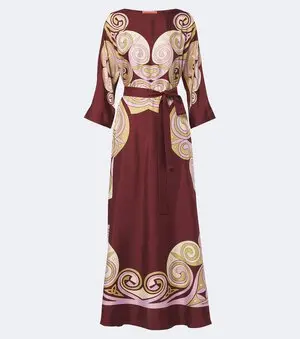 La DoubleJ Muumuu Belted Printed Silk Twill Kaftan