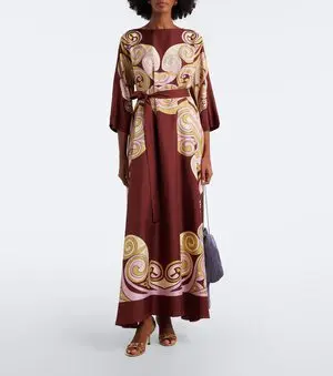 La DoubleJ Muumuu Belted Printed Silk Twill Kaftan