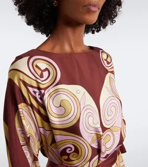La DoubleJ Muumuu Belted Printed Silk Twill Kaftan
