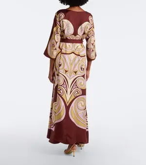 La DoubleJ Muumuu Belted Printed Silk Twill Kaftan