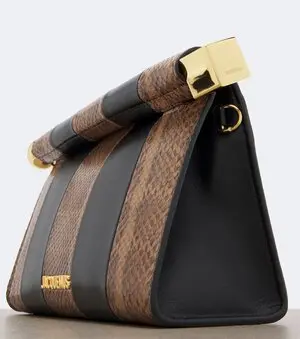 Jacquemus Rond Carré Snake-effect Leather Clutch