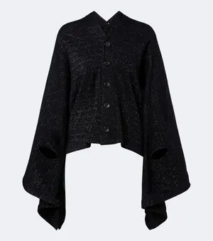 Junya Watanabe Draped Wool And Cotton-blend Cardigan - Black