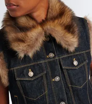 Fendi Shearling-trimmed Denim Vest