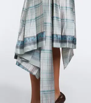 Acne Studios Bow-detail Checked Silk Satin Midi Skirt