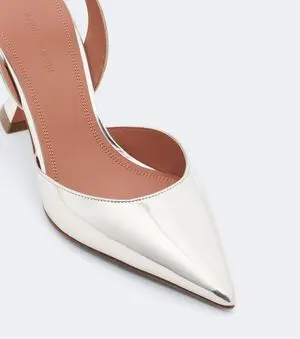Amina Muaddi Holli Mirrored Leather Slingback Pumps