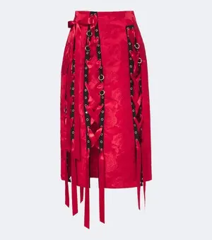 Simone Rocha Bow-detail Floral Brocade Midi Skirt - Red