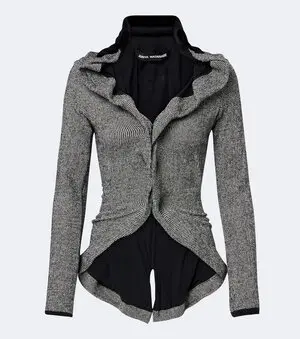 Junya Watanabe Houndstooth Wool-blend Jacket - Grey
