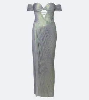 MARIA LUCIA HOHAN Edena Pleated Off-shoulder Silk Bustier Gown - Multicoloured