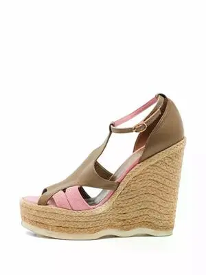 Saint Laurent T-strap Platform Wedge Sandals