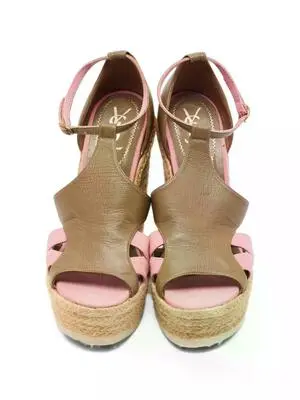 Saint Laurent T-strap Platform Wedge Sandals