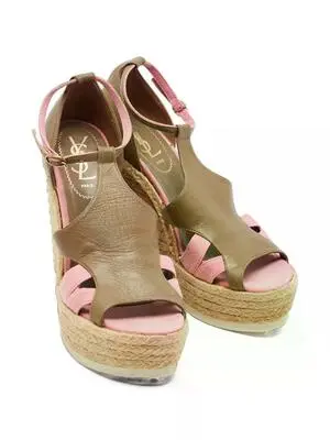 Saint Laurent T-strap Platform Wedge Sandals